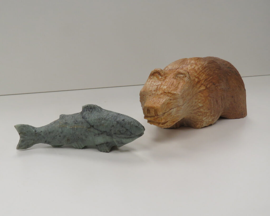 “Fishing Grizzly” original soapstone carving by Anthony Antoine ...