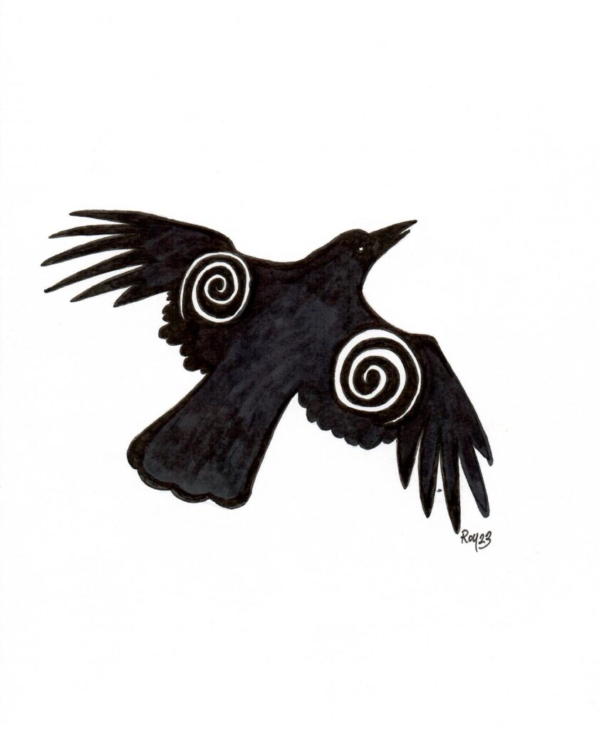 “Hypno Raven” by Bill Roy original illustration ink on paper 8.5″x 11 ...
