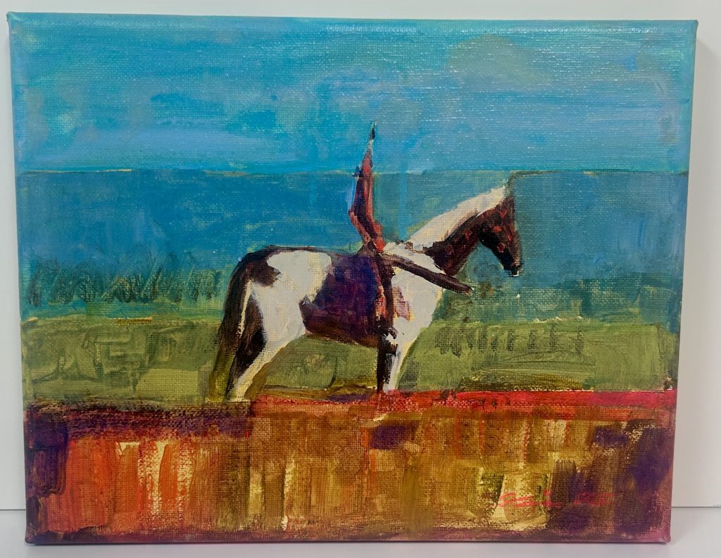 “Waiting” by Linus Woods acrylic on canvas 8″x 10″ stretched on wood ...